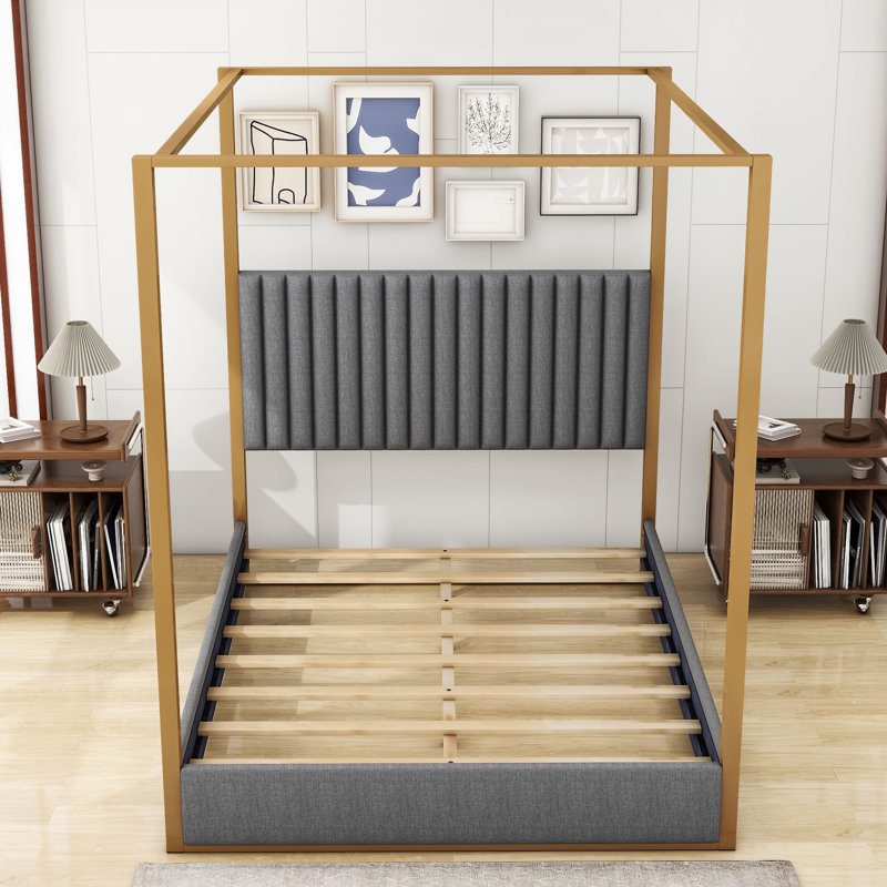 Mercer41 Wycliffe Queen Upholstered Canopy Platform Bed With Headboard